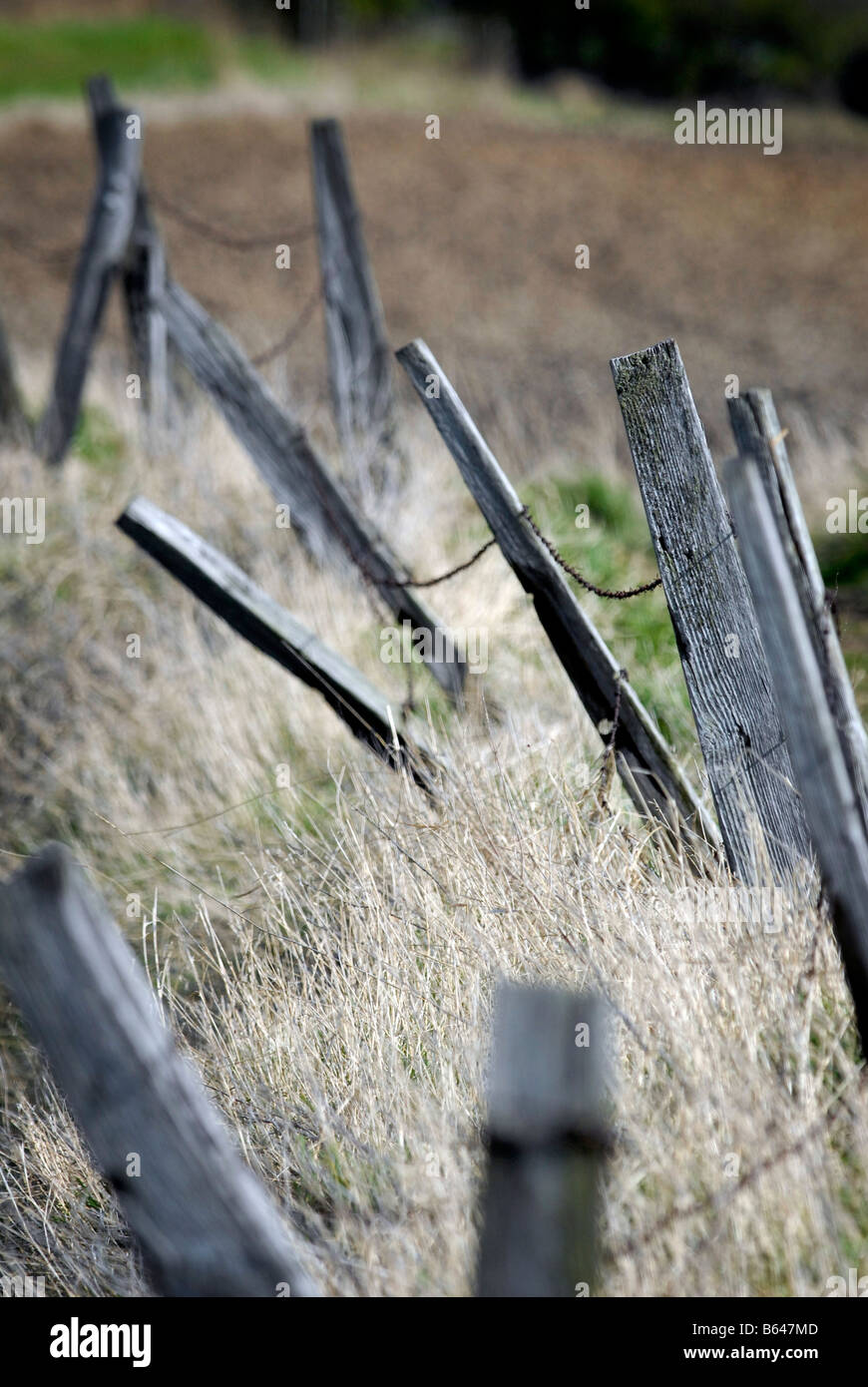 Old fence posts in the countryside Stock Photo - Alamy