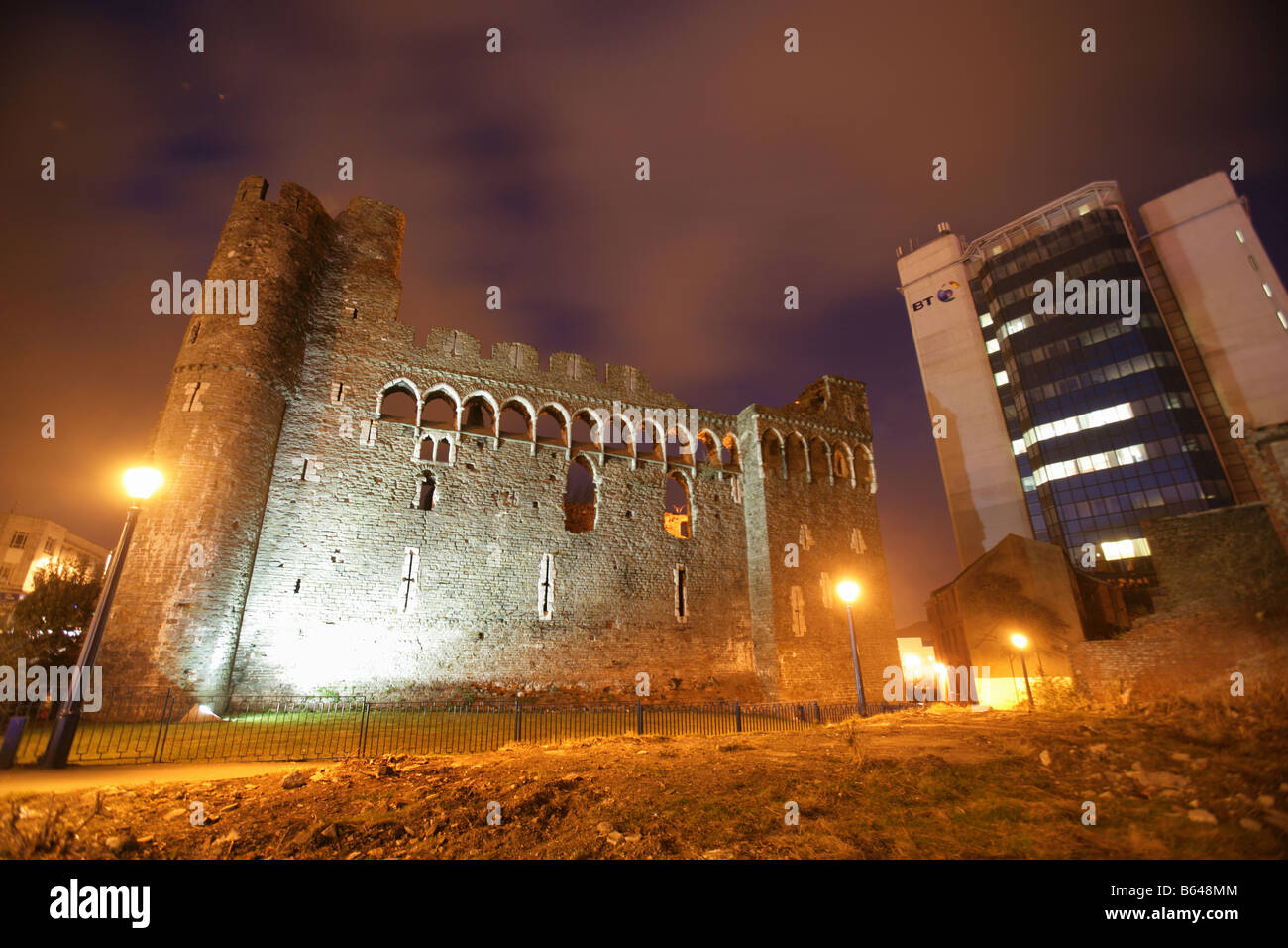 City of Swansea, South Wales. The south elevation of Swansea Castle ...