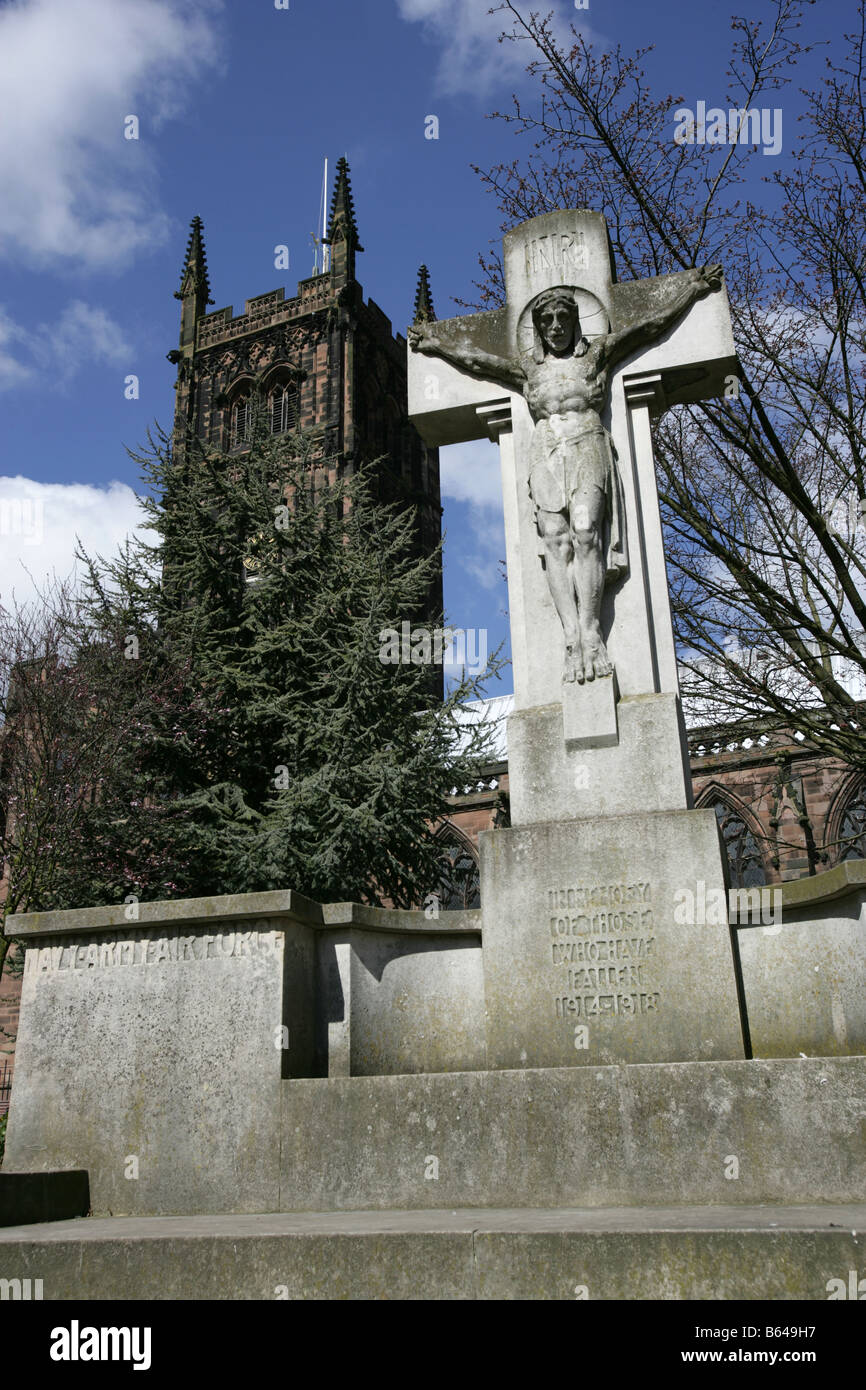 City of Wolverhampton, England. The Christ on the Cross war memorial in ...