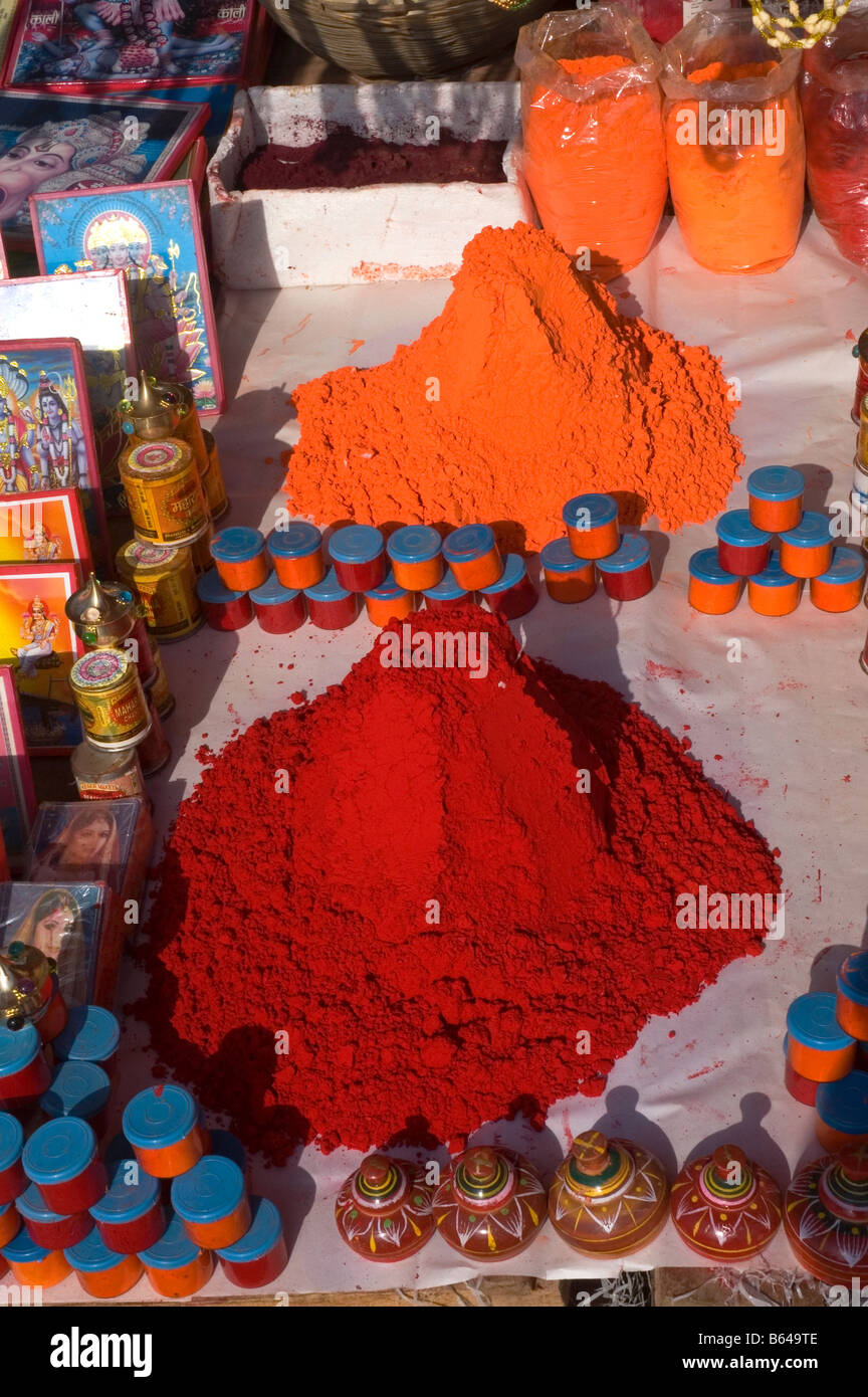 Trinket stall on the banks of the Ganges River at the sangam at ...