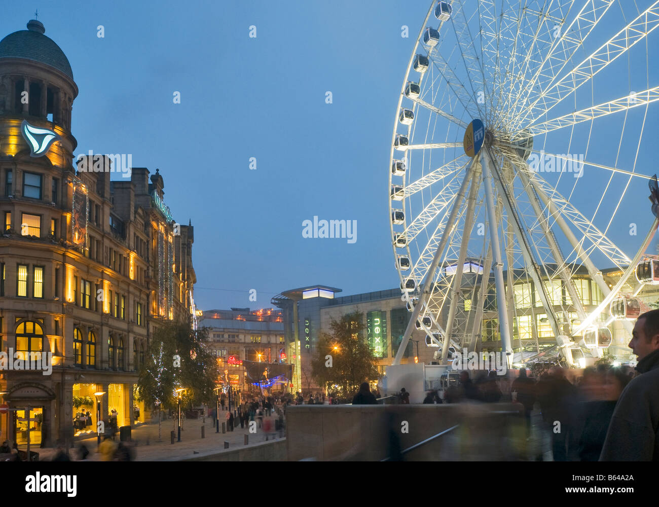 The big wheel Exchange Square Manchester England early evening December ...