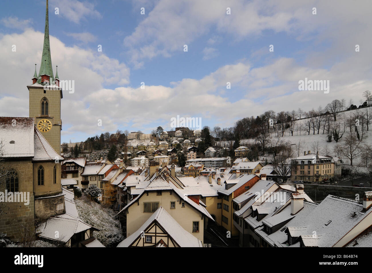 View of the old town covered by snow in Bern city centre the capital of ...