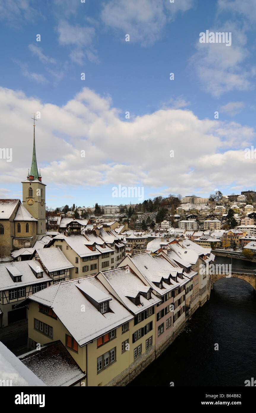 View of the old town covered by snow in Bern city centre the capital of ...
