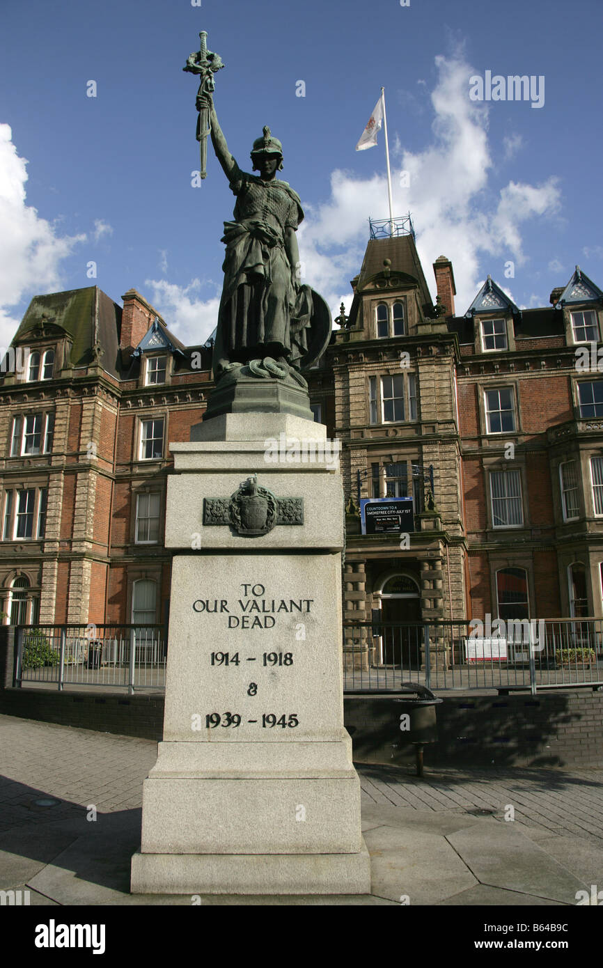 City of Stoke on Trent, England. The Hanley War Memorial with Hanley ...