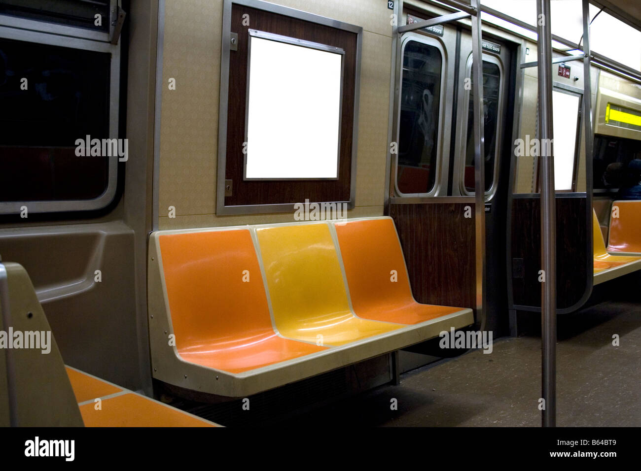 Empty NYC subway car without advertisements. NY USA Stock Photo - Alamy