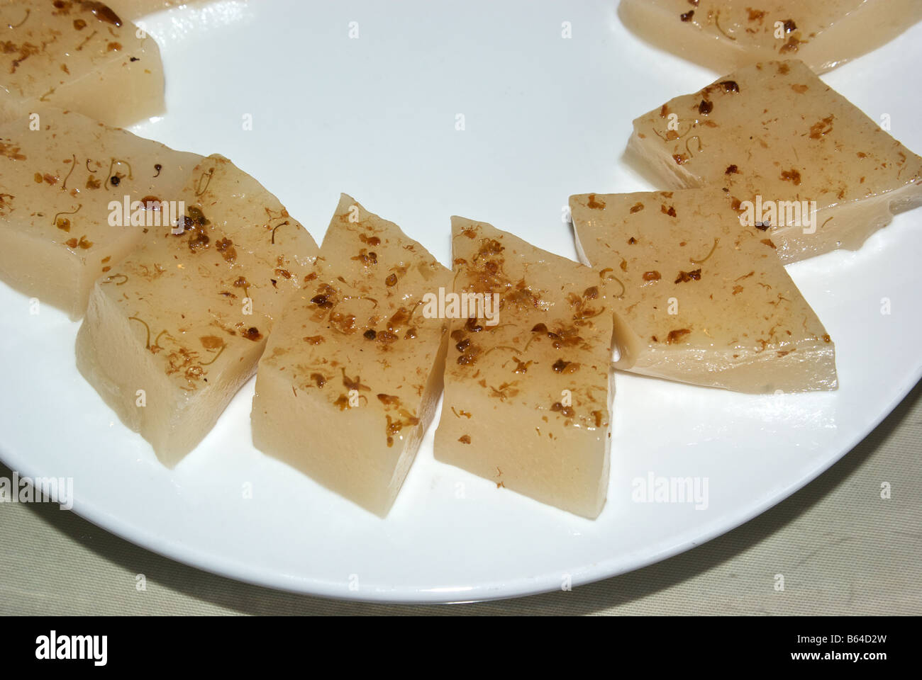 Sticky steamed sweetened glutinous rice flour cake nieng gao Dim sum ...