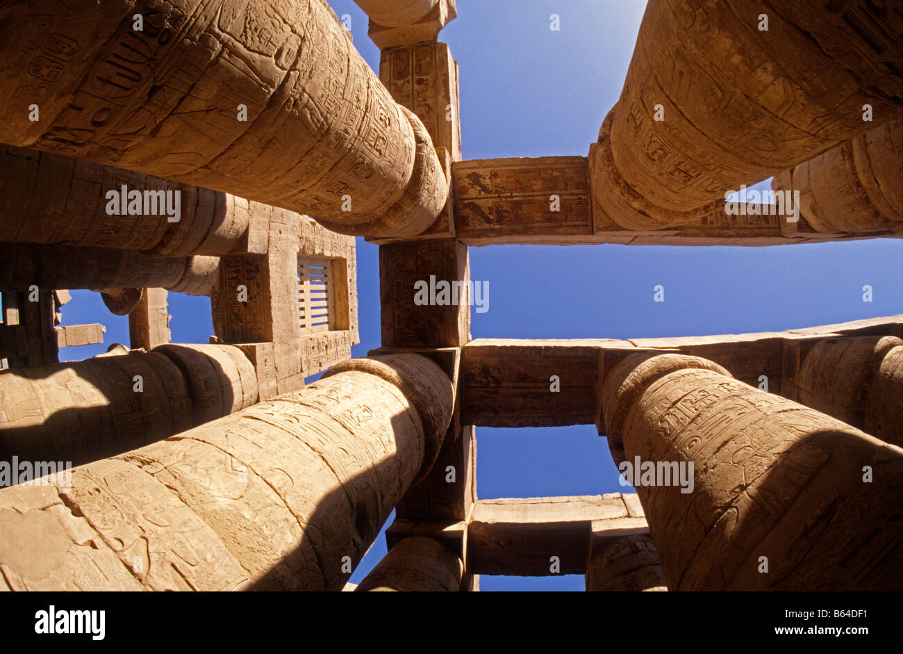 Columns in the Great Hypostyle Hall, Temple of Karnak, Luxor, Egypt ...
