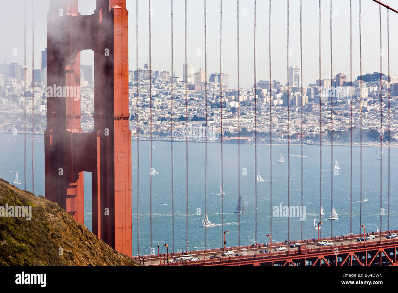 San Francisco California viewed through the Golden Gate Bridge Stock ...