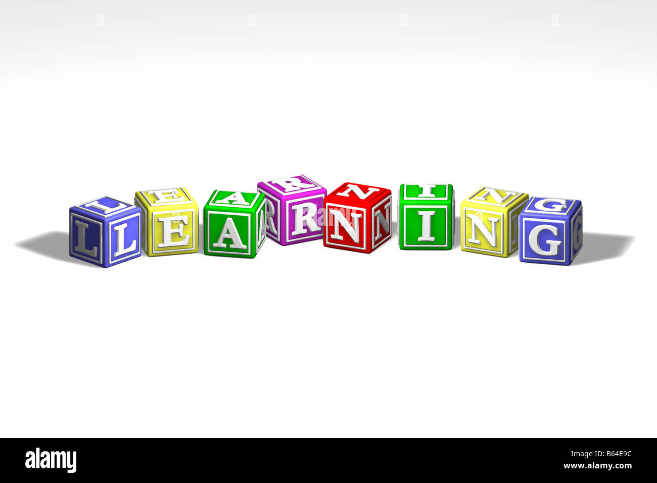 Illustration of colorful learning blocks in a row Stock Photo - Alamy