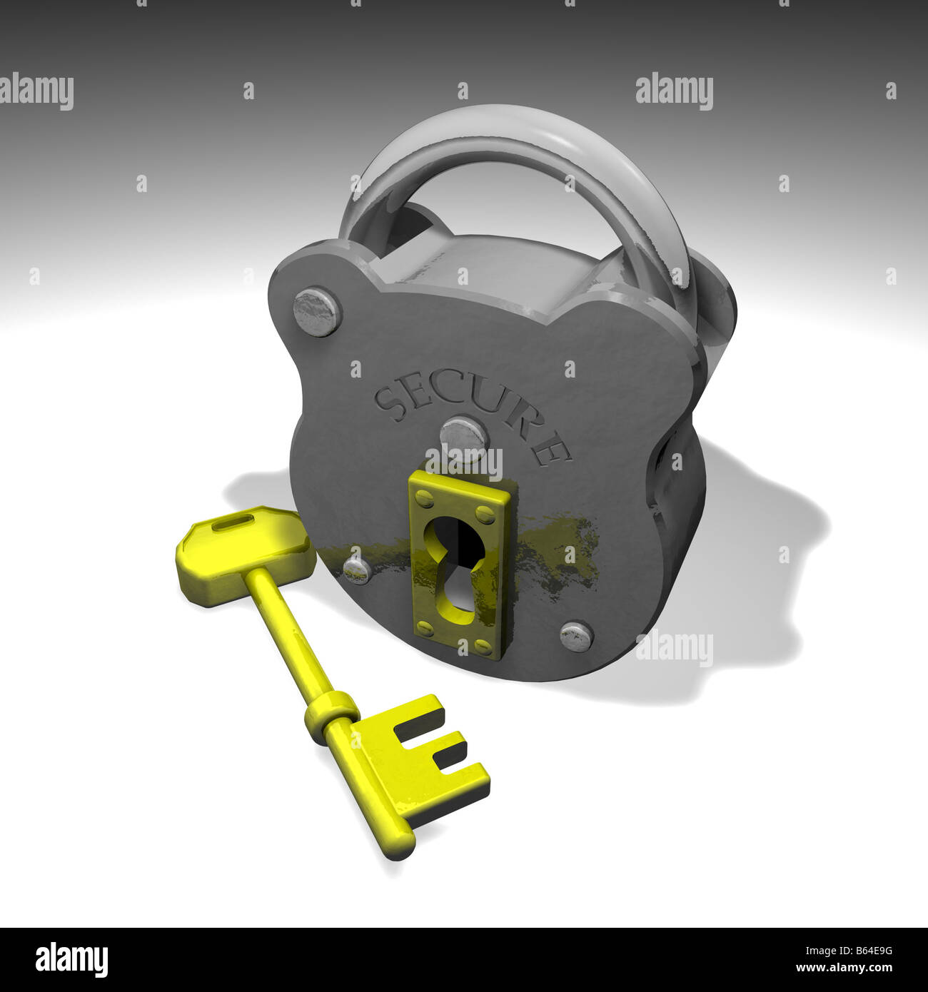 Illustration of secure lock and key Stock Photo - Alamy