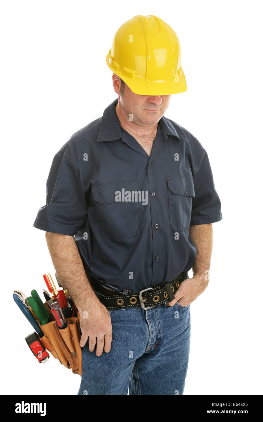 Construction worker isolated on white background Stock Photo - Alamy