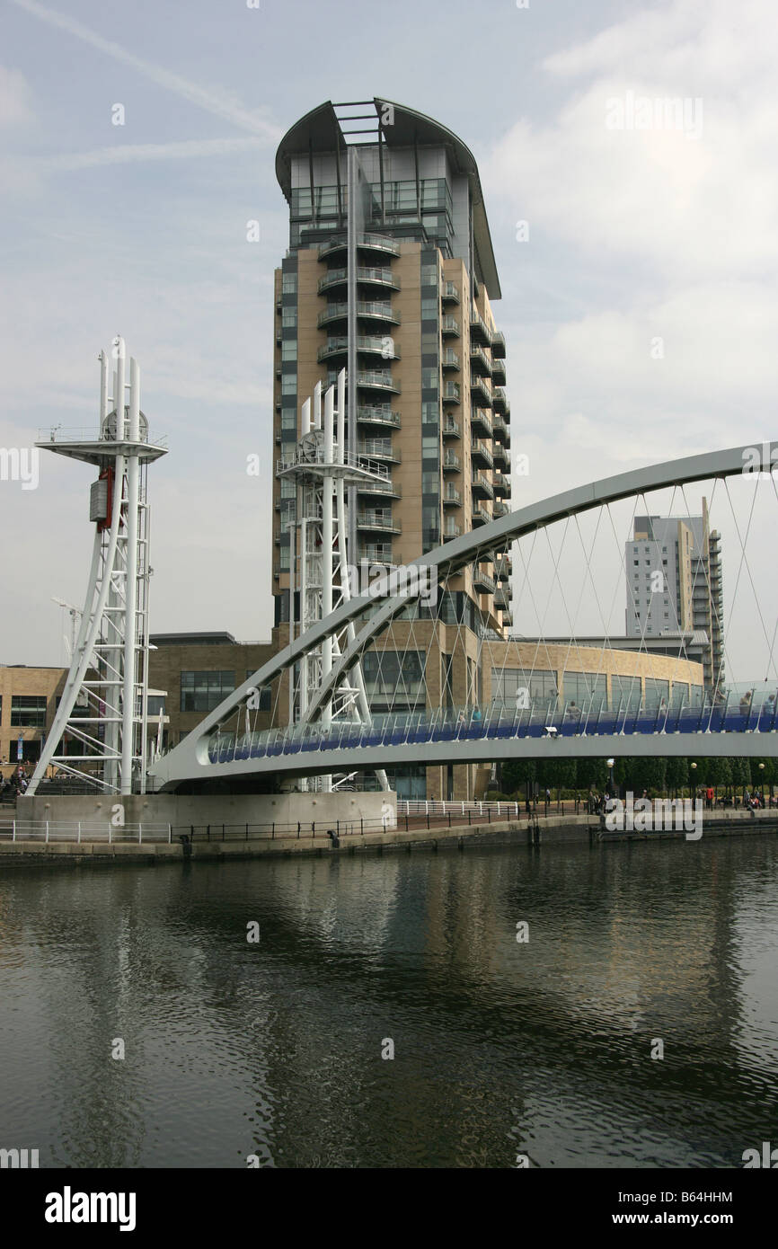 City of Salford, England. Lowry Millennium footbridge is a vertical ...