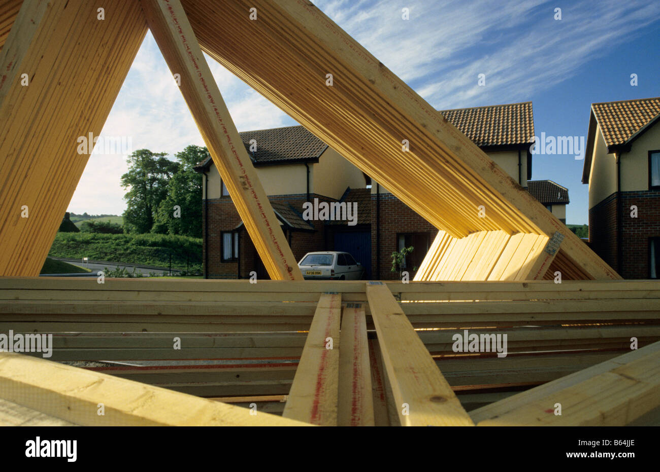 Prefabricated roof trusses hi-res stock photography and images - Alamy
