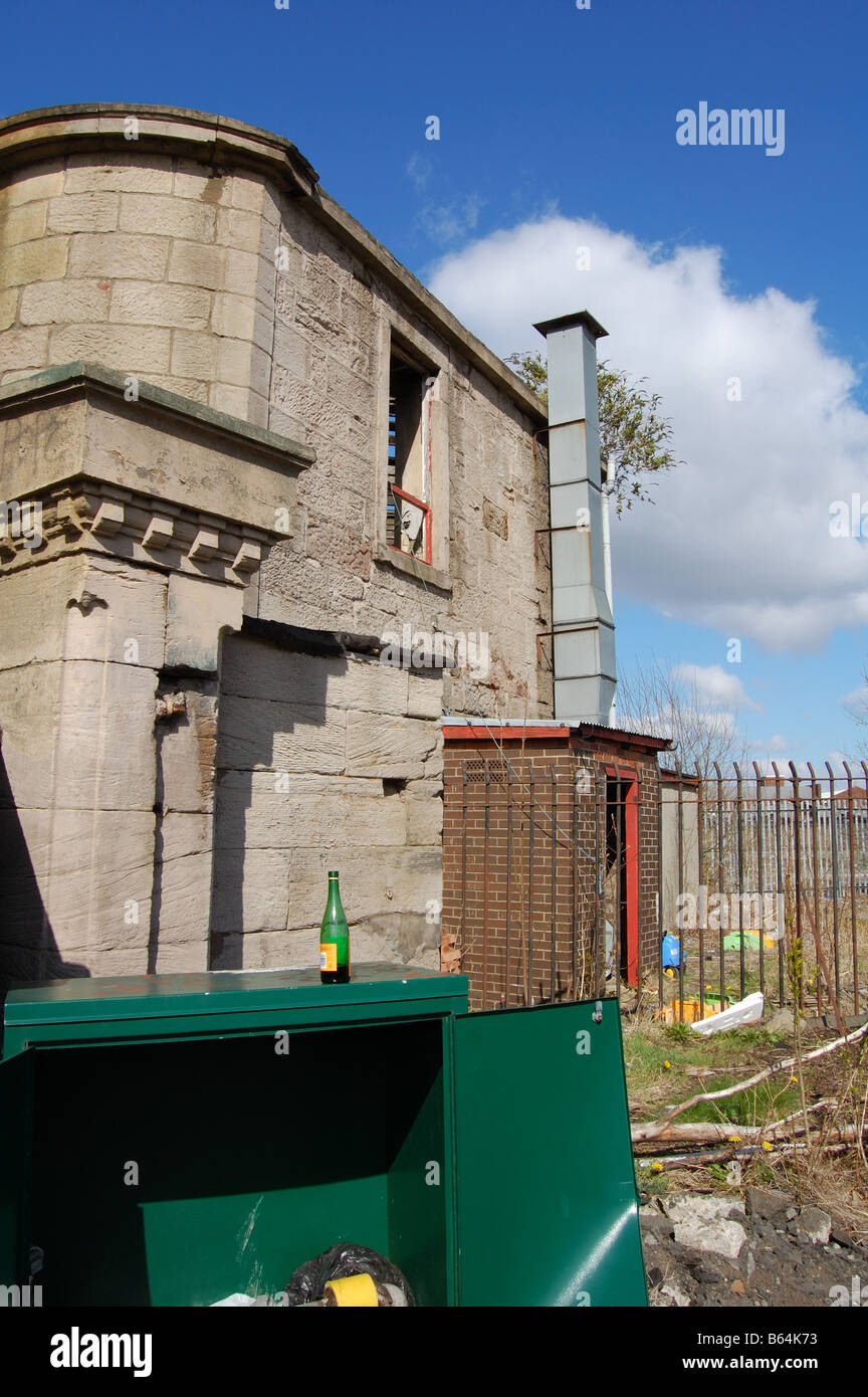 Derelict building in urban regeneration site in Dalmarnock Glasgow ...