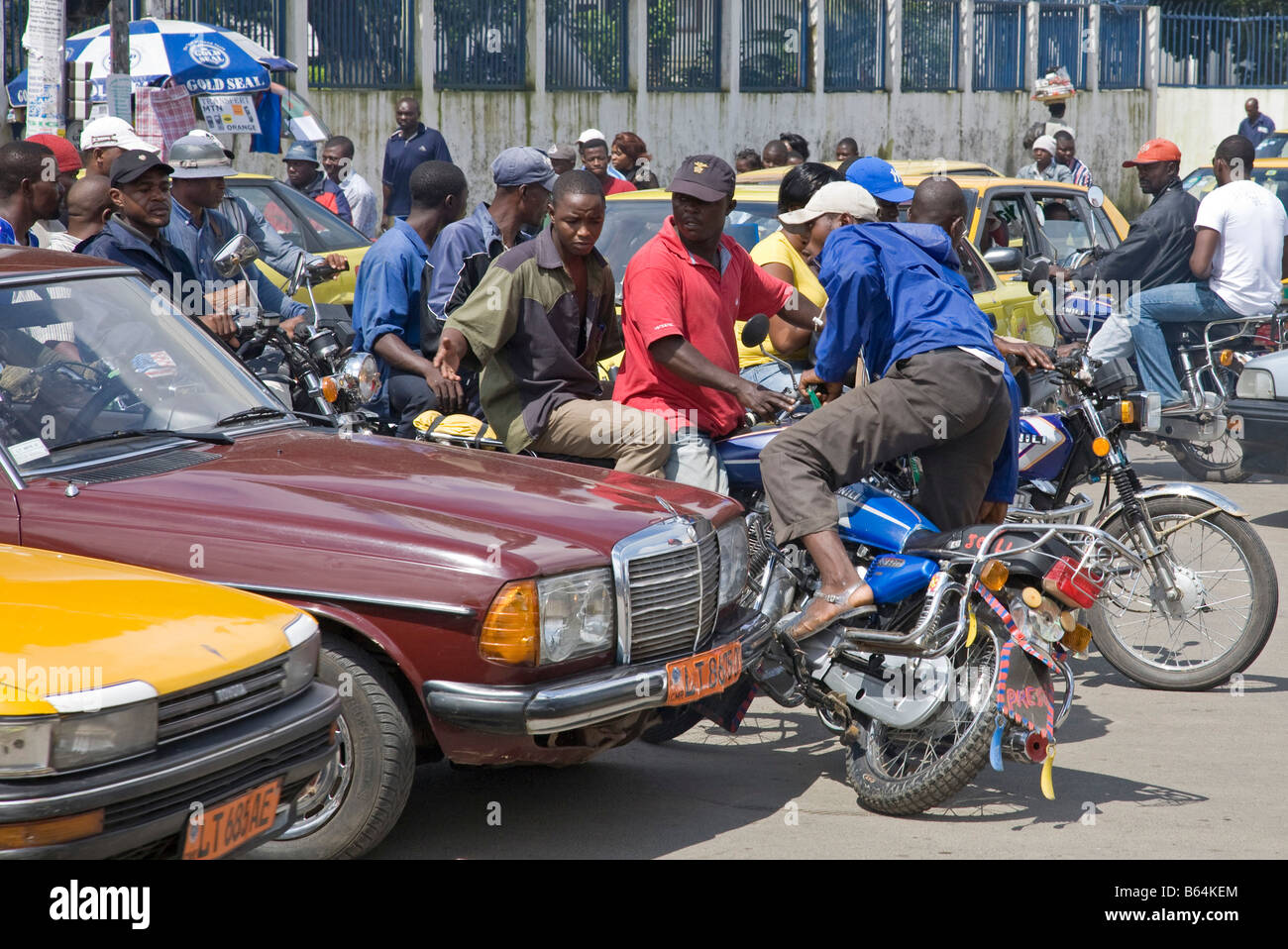 Traffic accident between car and motorbike, Douala Cameroon Africa ...