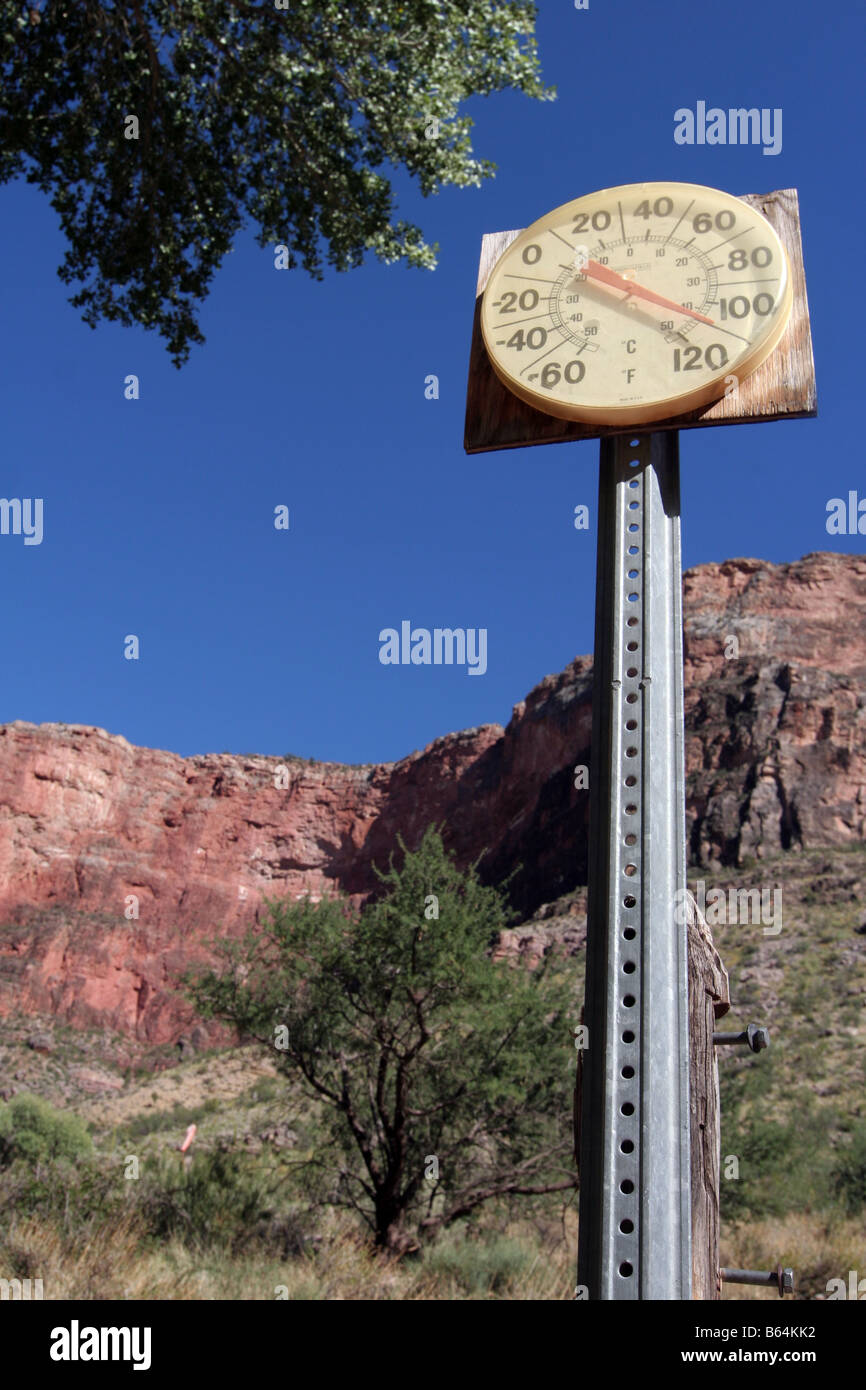 Thermometer measuring 110 degrees centigrade at Indian Garden, Grand ...