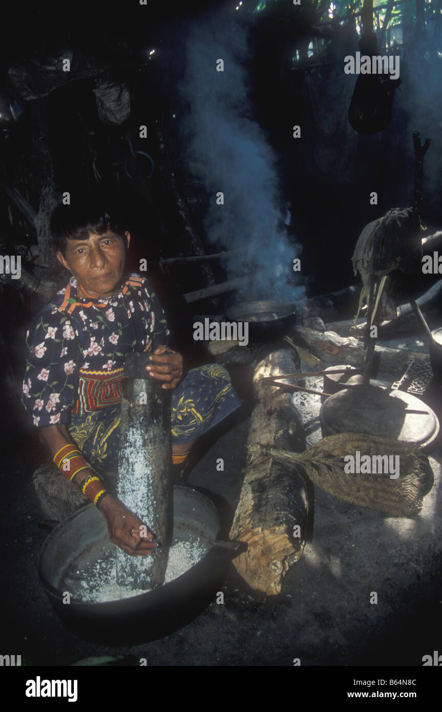 Traditional Kuna food cooked inside the home of a Kuna woman on the San ...