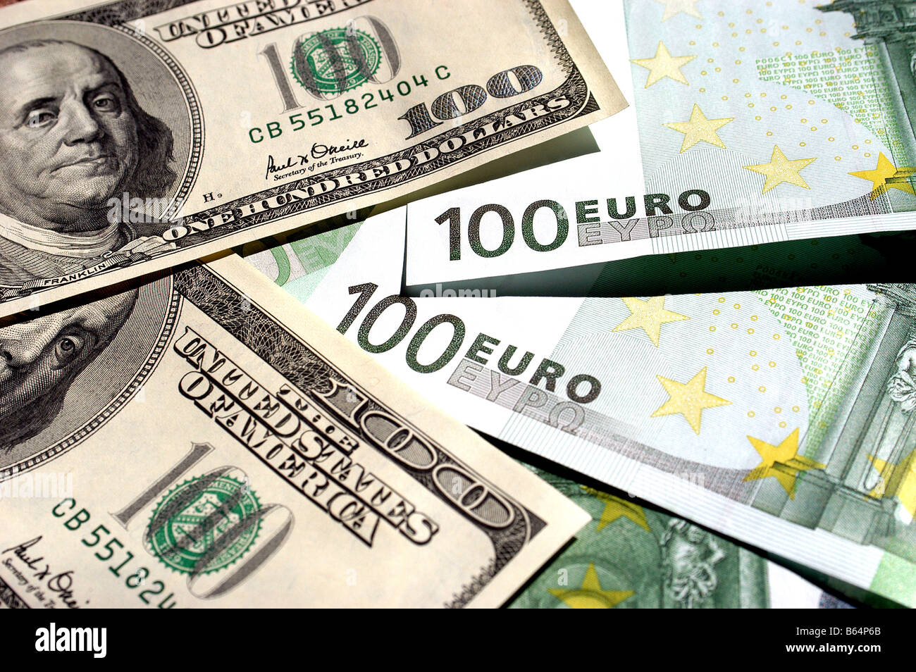 dollar and euro notes Stock Photo - Alamy