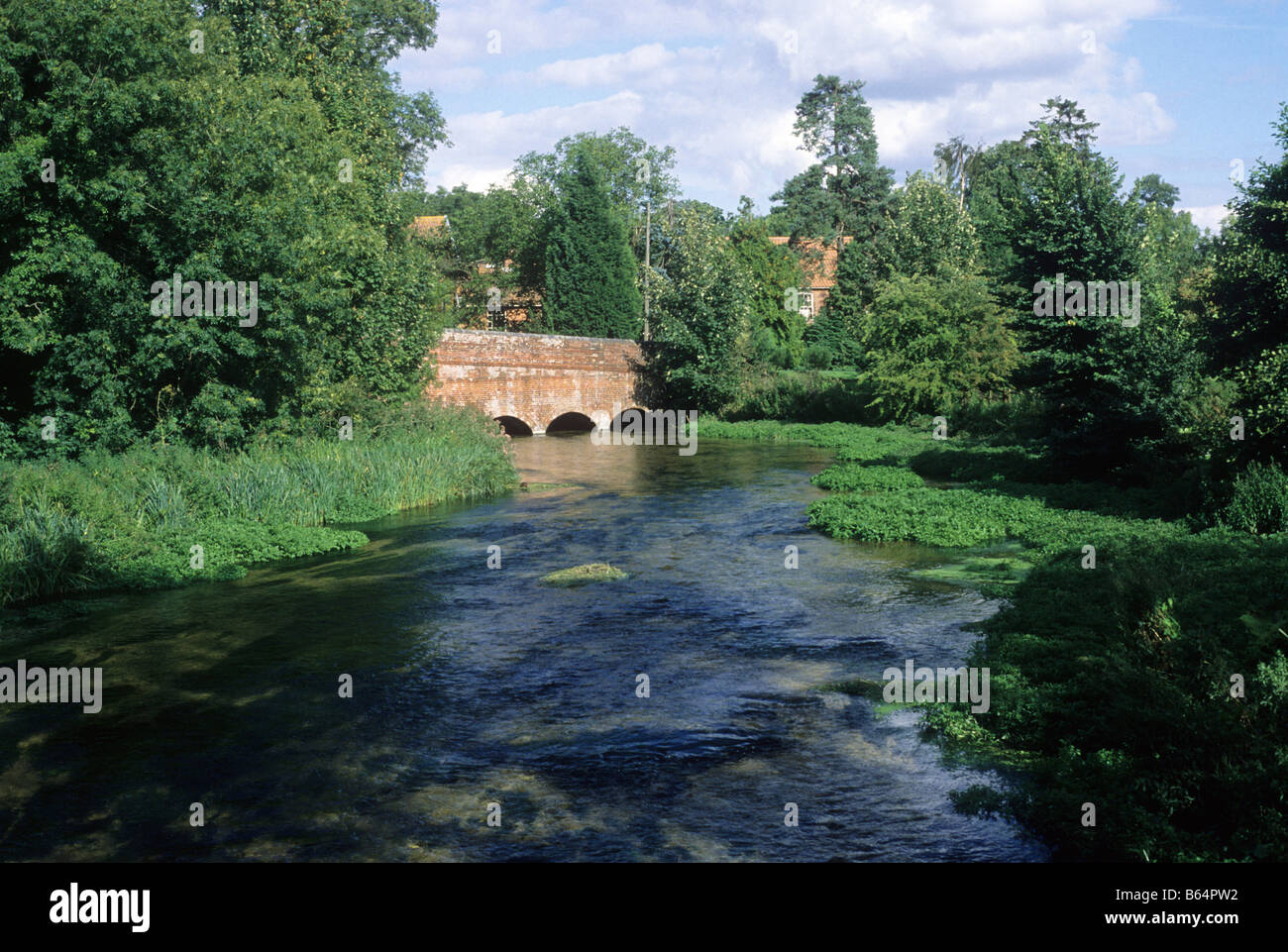River Test Horsebridge Hampshire England UK bridge green English ...