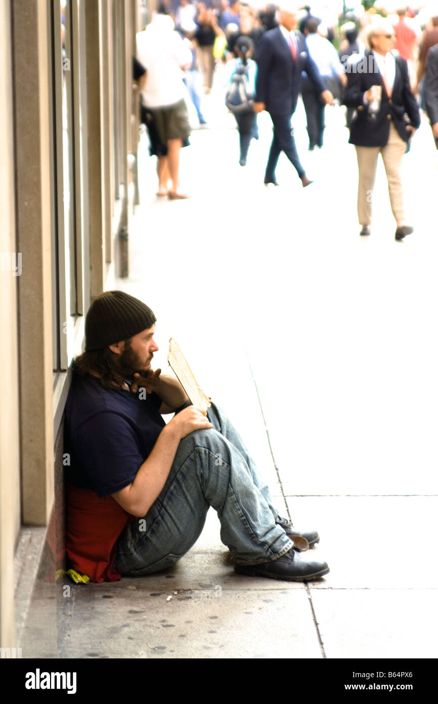 Homeless Man asking for help. Manhattan, NY, USA Stock Photo - Alamy
