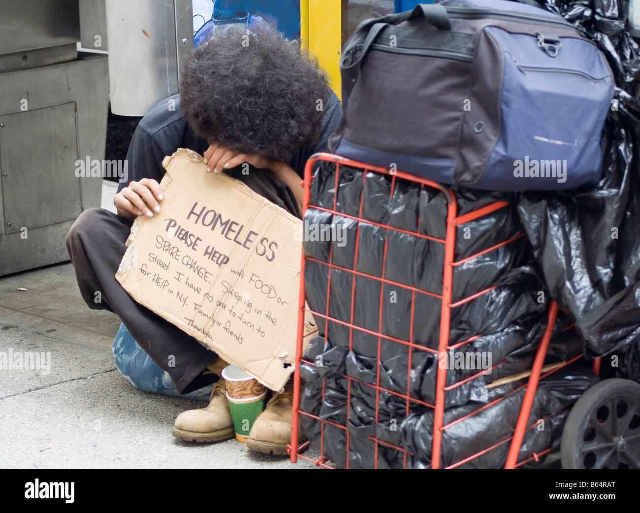 Homeless Man asking for help. Manhattan, NY, USA Stock Photo - Alamy