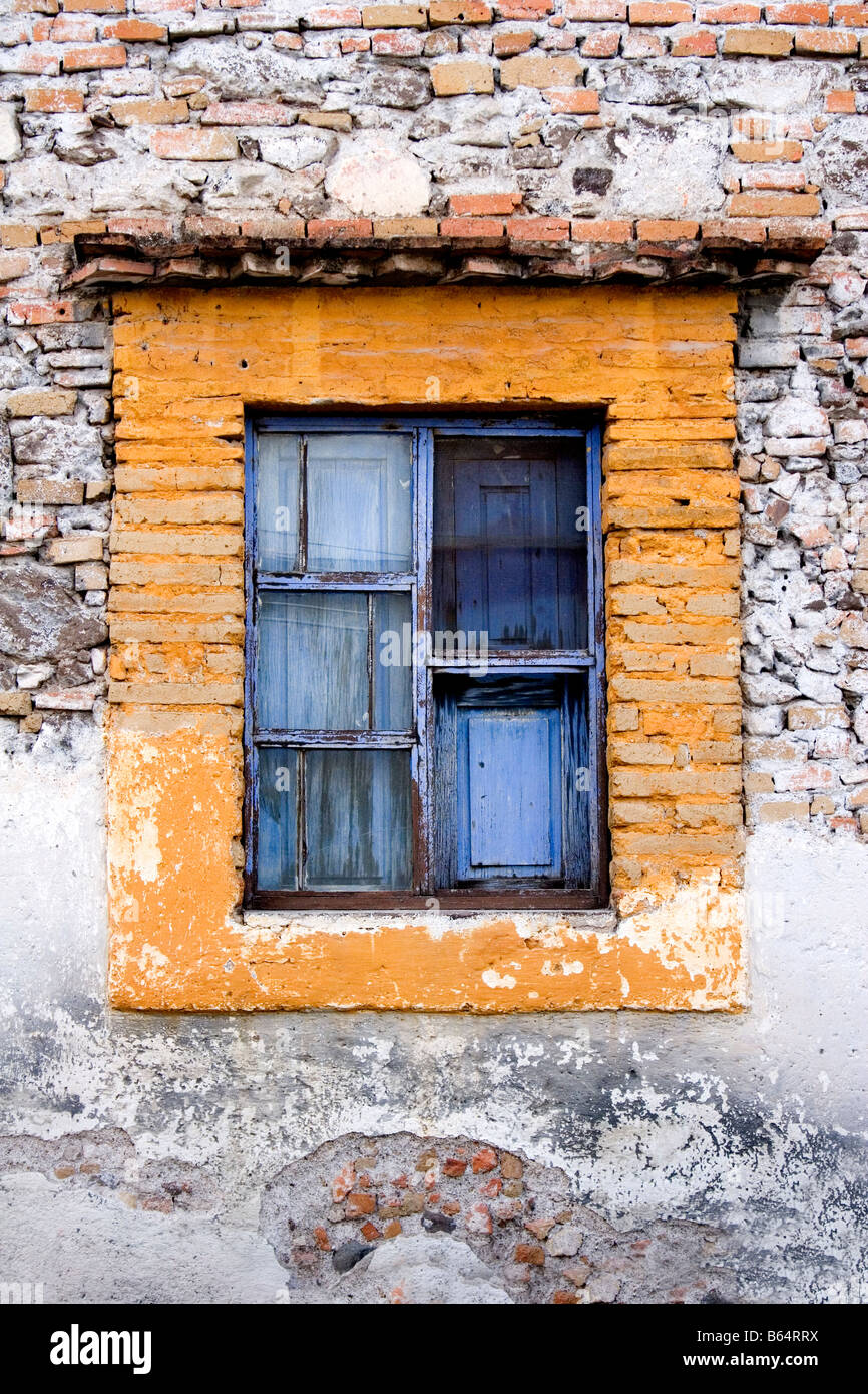 Blue and yellow window detail in San Miguel de Allende Mexico Stock ...