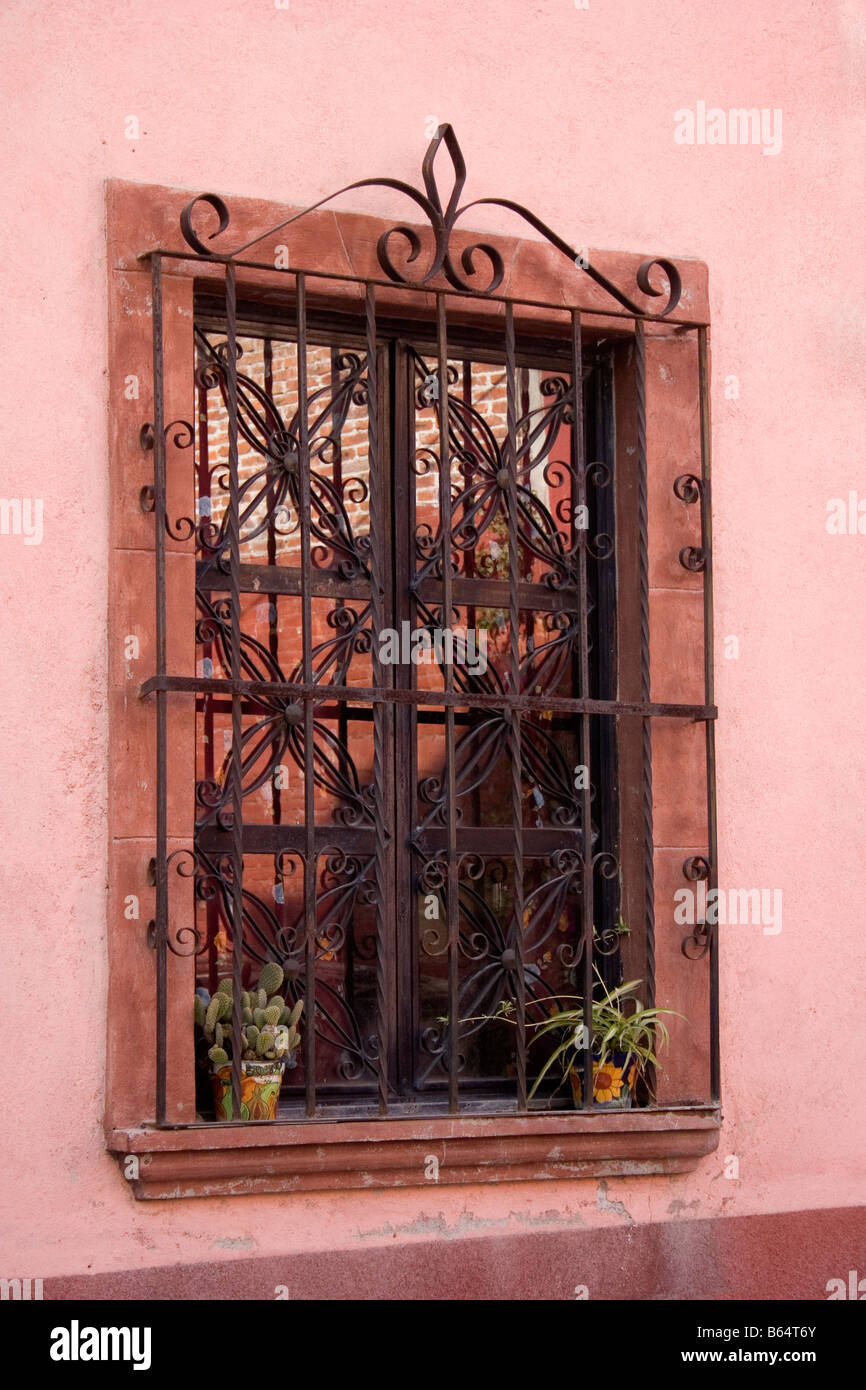 Wrought iron on window in San Miguel de Allende Mexico Stock Photo - Alamy