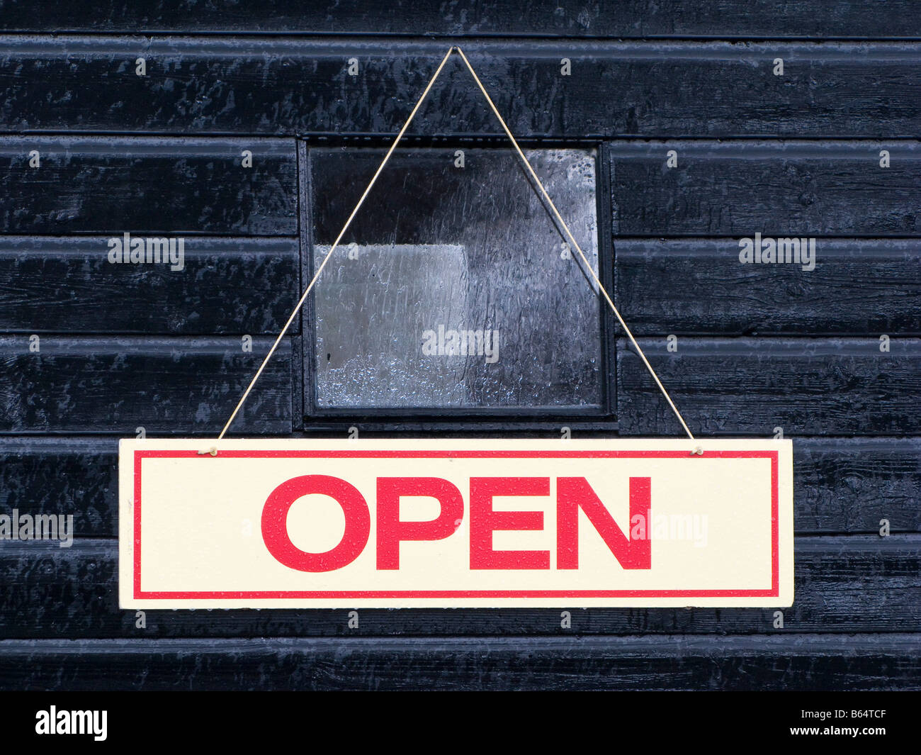 Open Sign Hanging on Visitor Payment Booth Stock Photo - Alamy