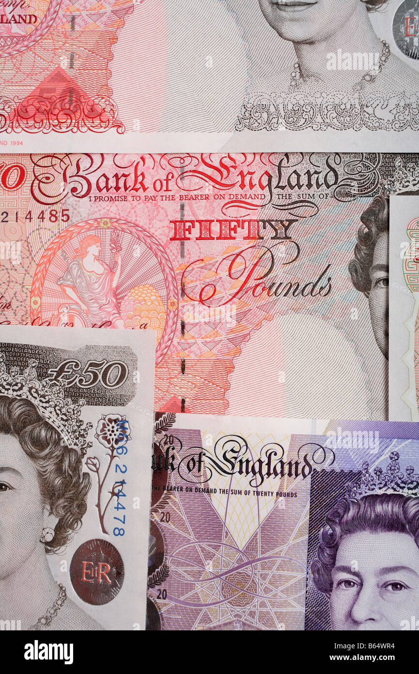 A close up view of an arrangement of British pounds Stock Photo - Alamy