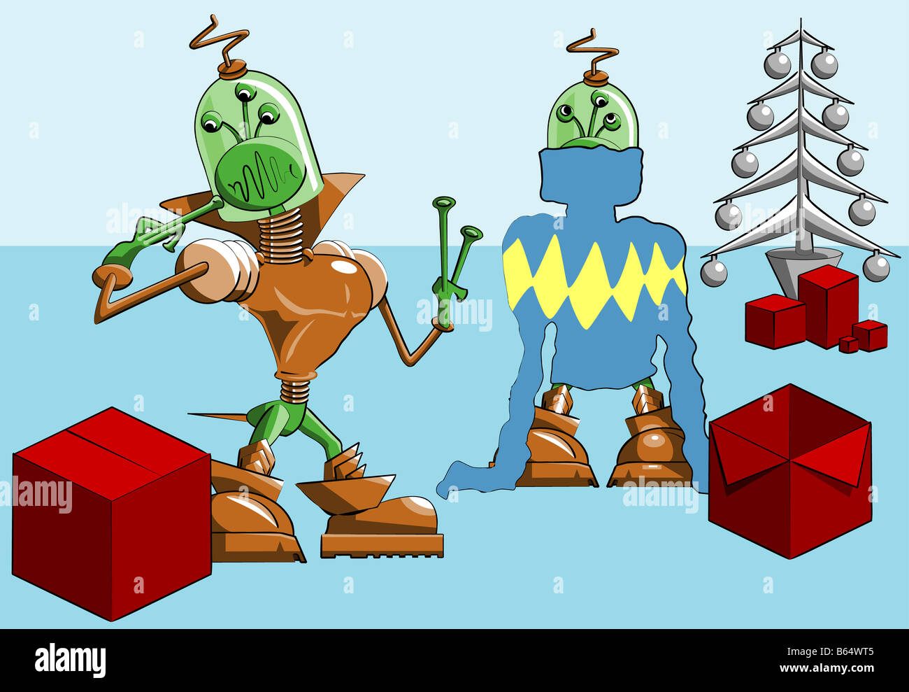 Green Alien christmas presents jumper Stock Photo - Alamy
