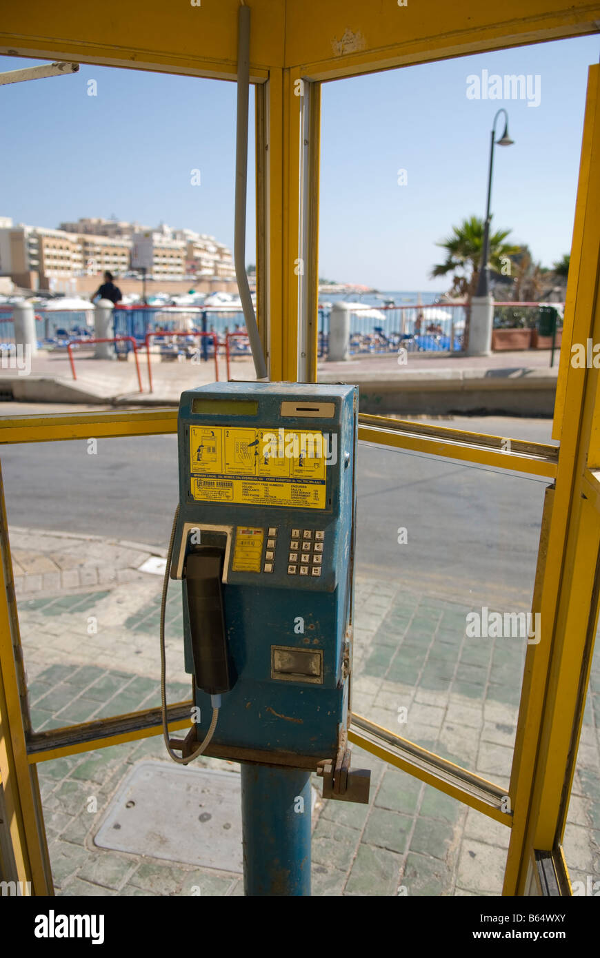 Broken phone booth in St. George's Bay, St. Julian's Paceville Malta ...