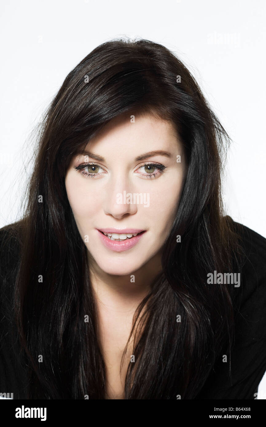 studio shot portrait on isolated white background of a Beautiful Funny ...