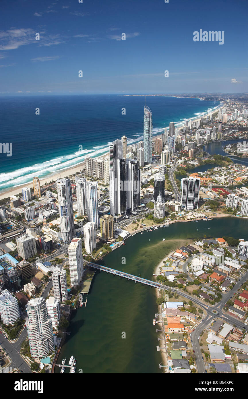 Nerang Rive and Surfers Paradise Gold Coast Queensland Australia aerial ...