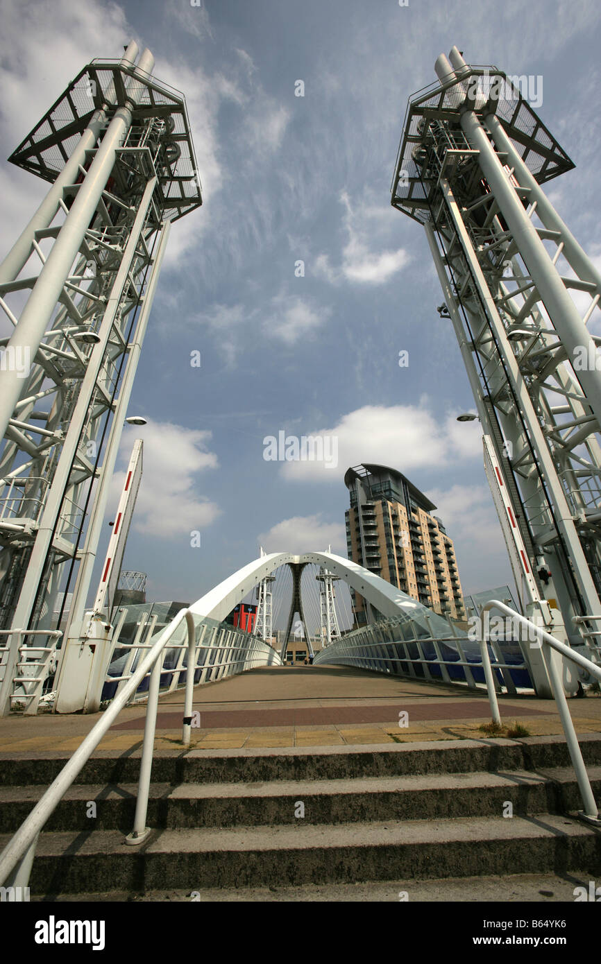 City of Salford, England. Lowry Millennium footbridge is a vertical ...