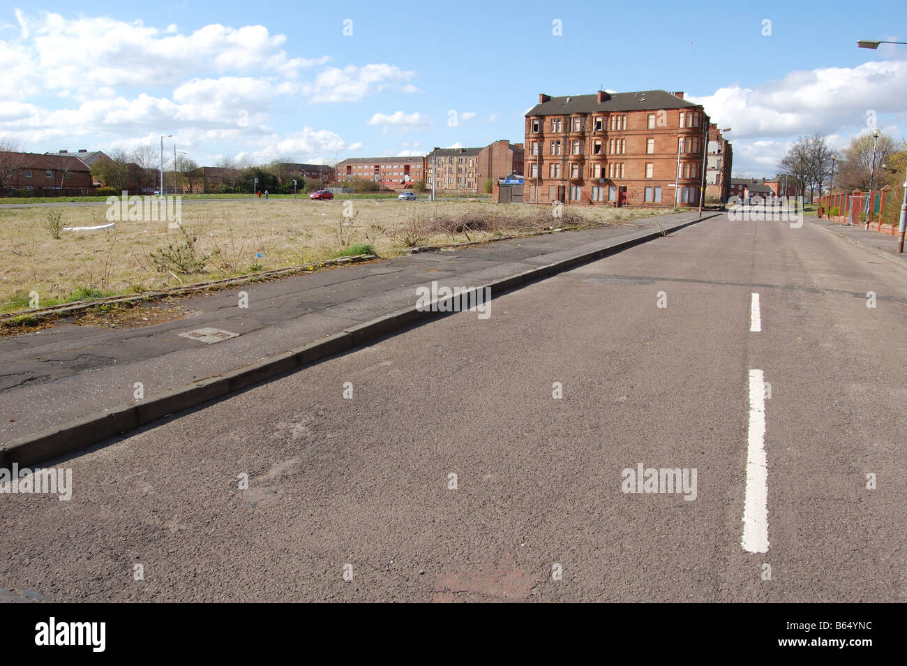 Derelect land and tenement buildings in urban regeneration site in ...
