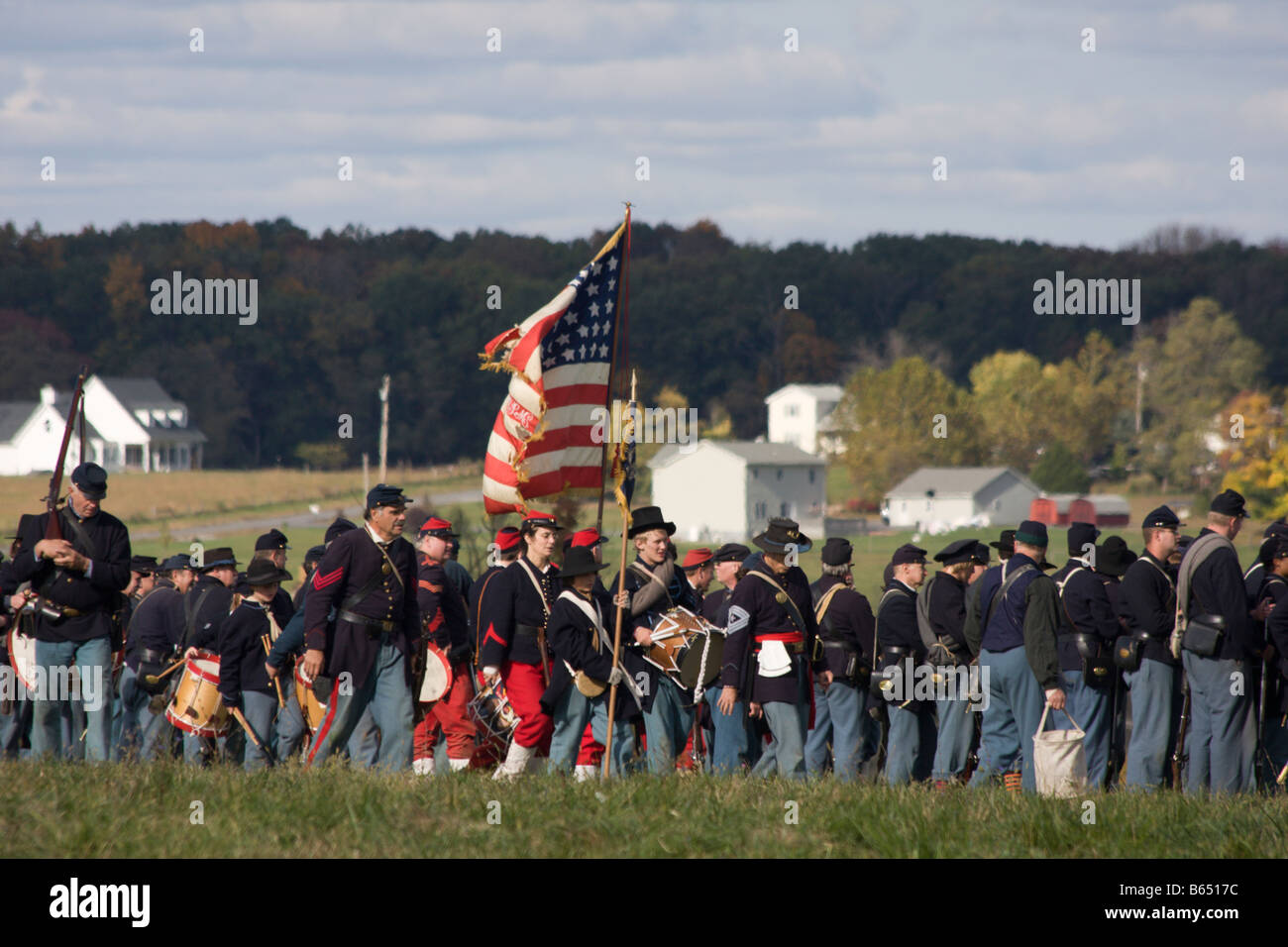Federal soldiers at the renactment of the Battle of Berryville Stock ...