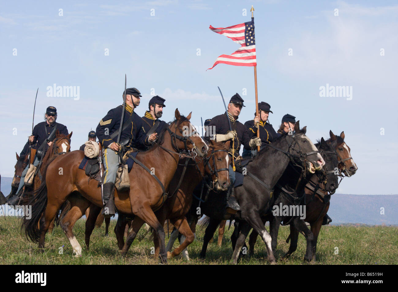 Federal soldiers at the renactment of the Battle of Berryville Stock ...