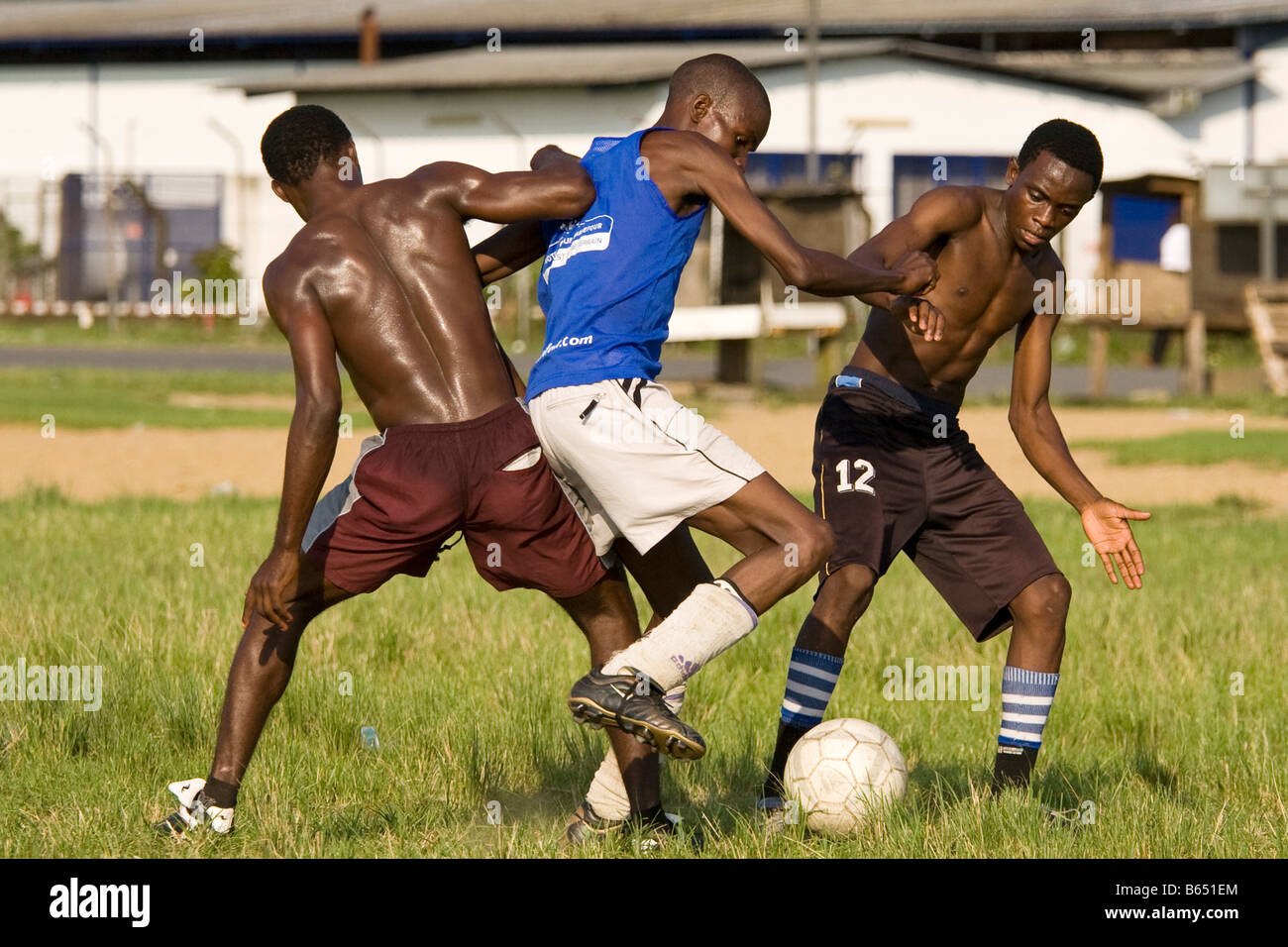 Football tackle, Douala, Cameroon, Africa Stock Photo - Alamy