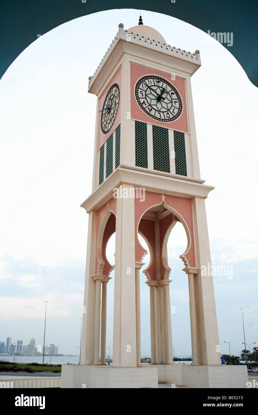 The Clock Tower outside the Emiri Diwan palace in central Doha Qatar ...