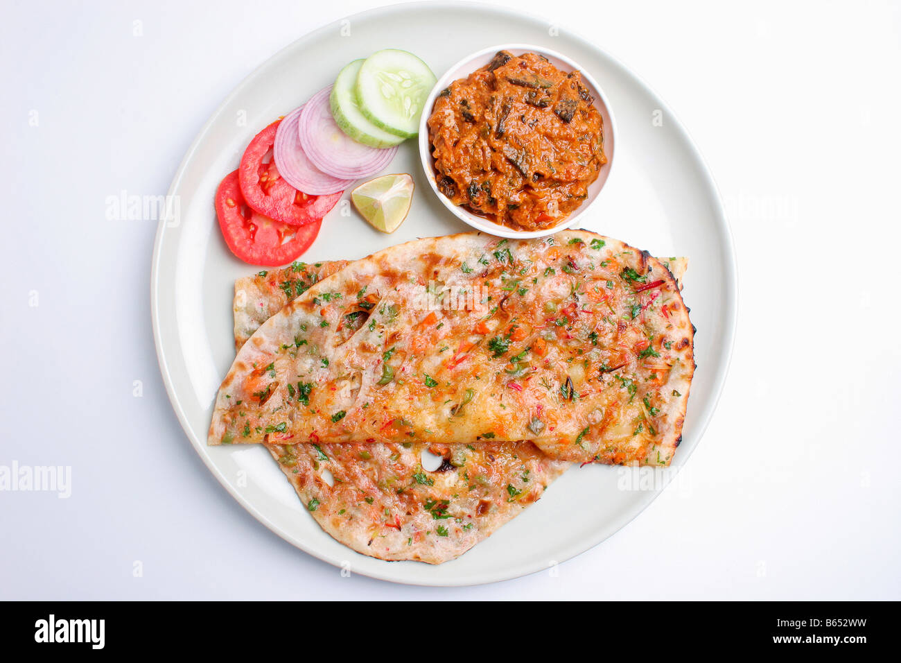 Closeup of Naan Bread with Mix Vegetable Stock Photo - Alamy
