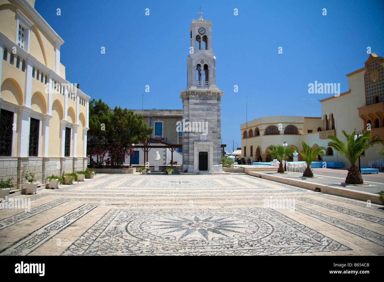 Agios Nikolaos Church square Pothia Kalymnos Stock Photo - Alamy