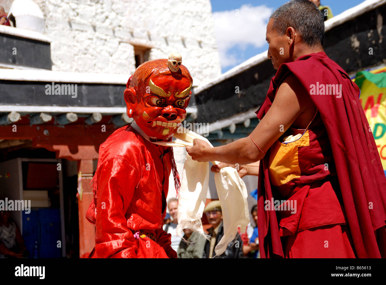This is Ladakh festival monks are mask dancing and Monk give Hada ...