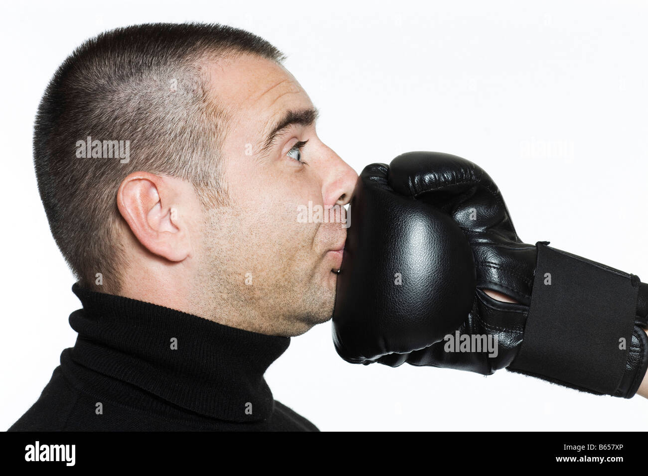 studio shot portrait on isolated white background of a Funny man ...