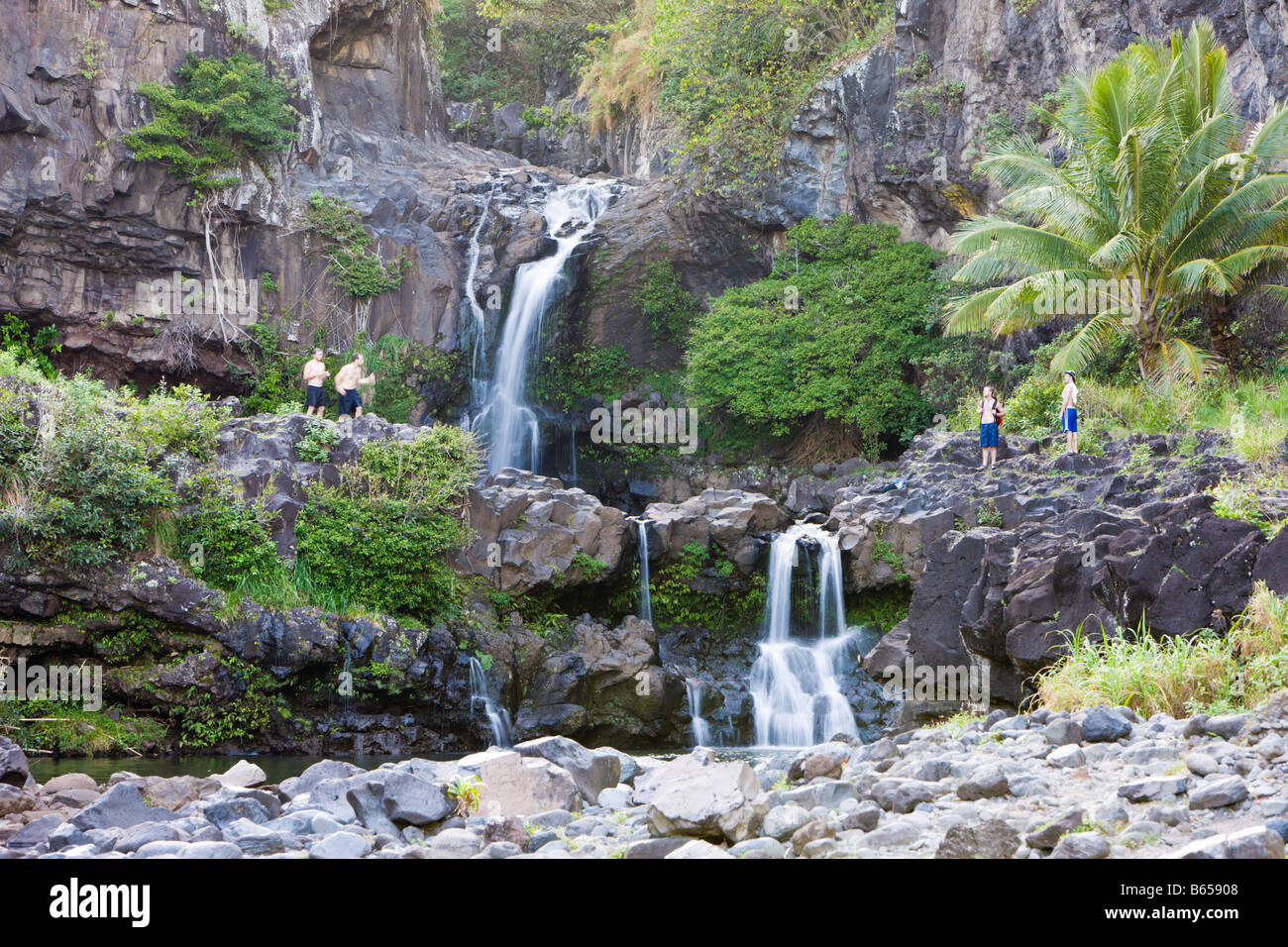 Waterfall of Oheo Pools Maui Hawaii USA Stock Photo - Alamy