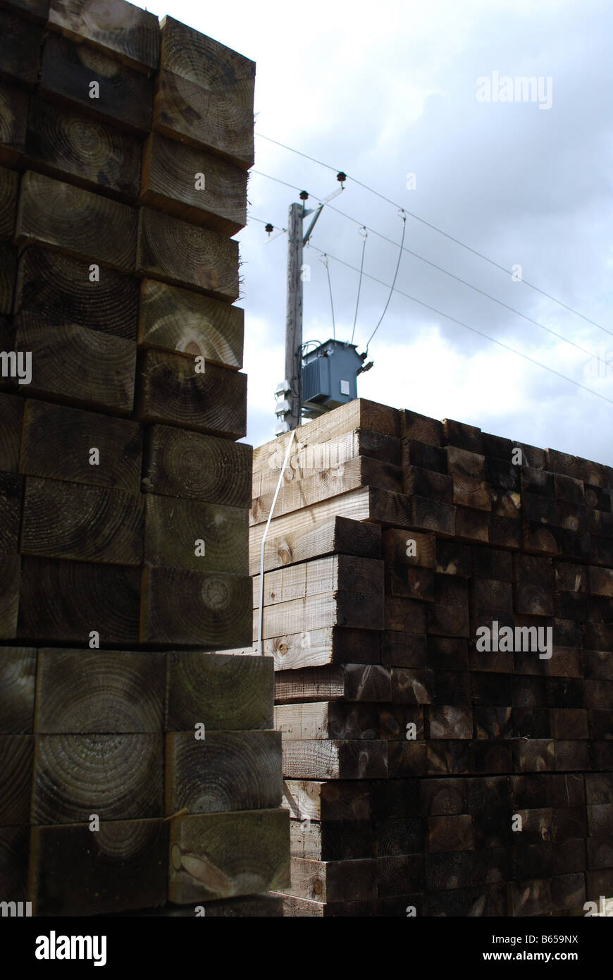 stacks of planks in a wood yard Stock Photo - Alamy