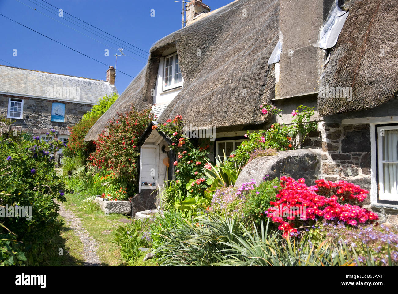 Thatched cottage at Cadgwith, Cornwall Stock Photo - Alamy