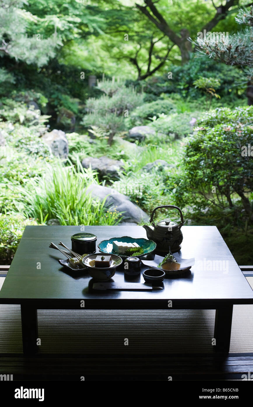 Table set with traditional Japanese meal Stock Photo - Alamy
