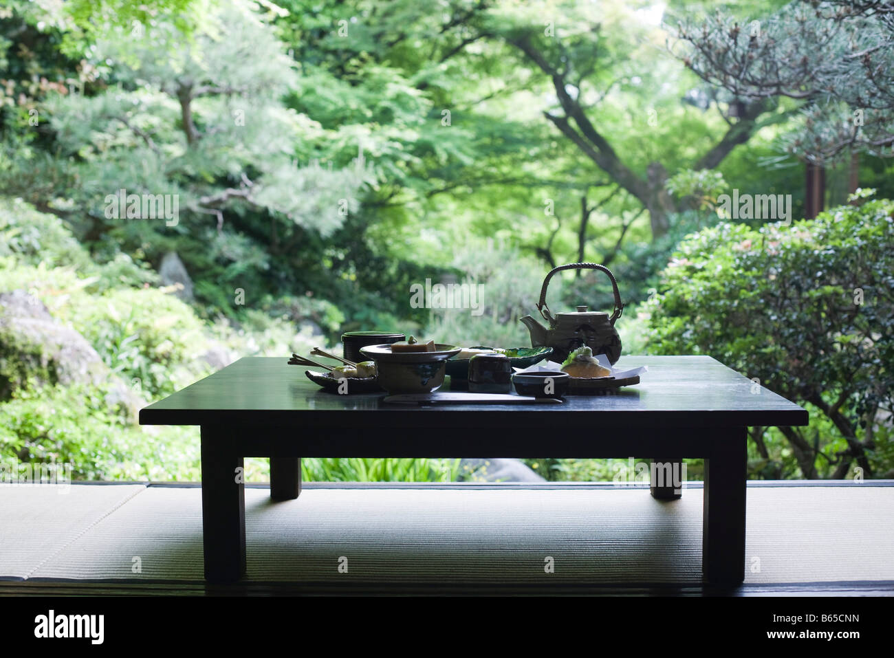 Traditional Japanese meal on table outdoors Stock Photo - Alamy