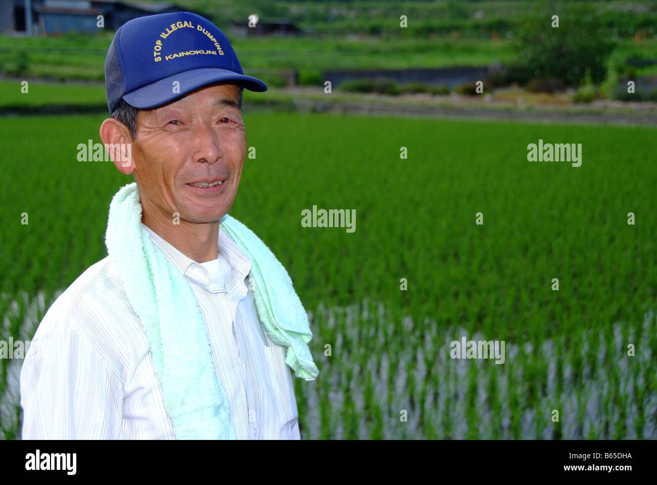 Portrait of a Japanese farmer in his paddy field Stock Photo - Alamy