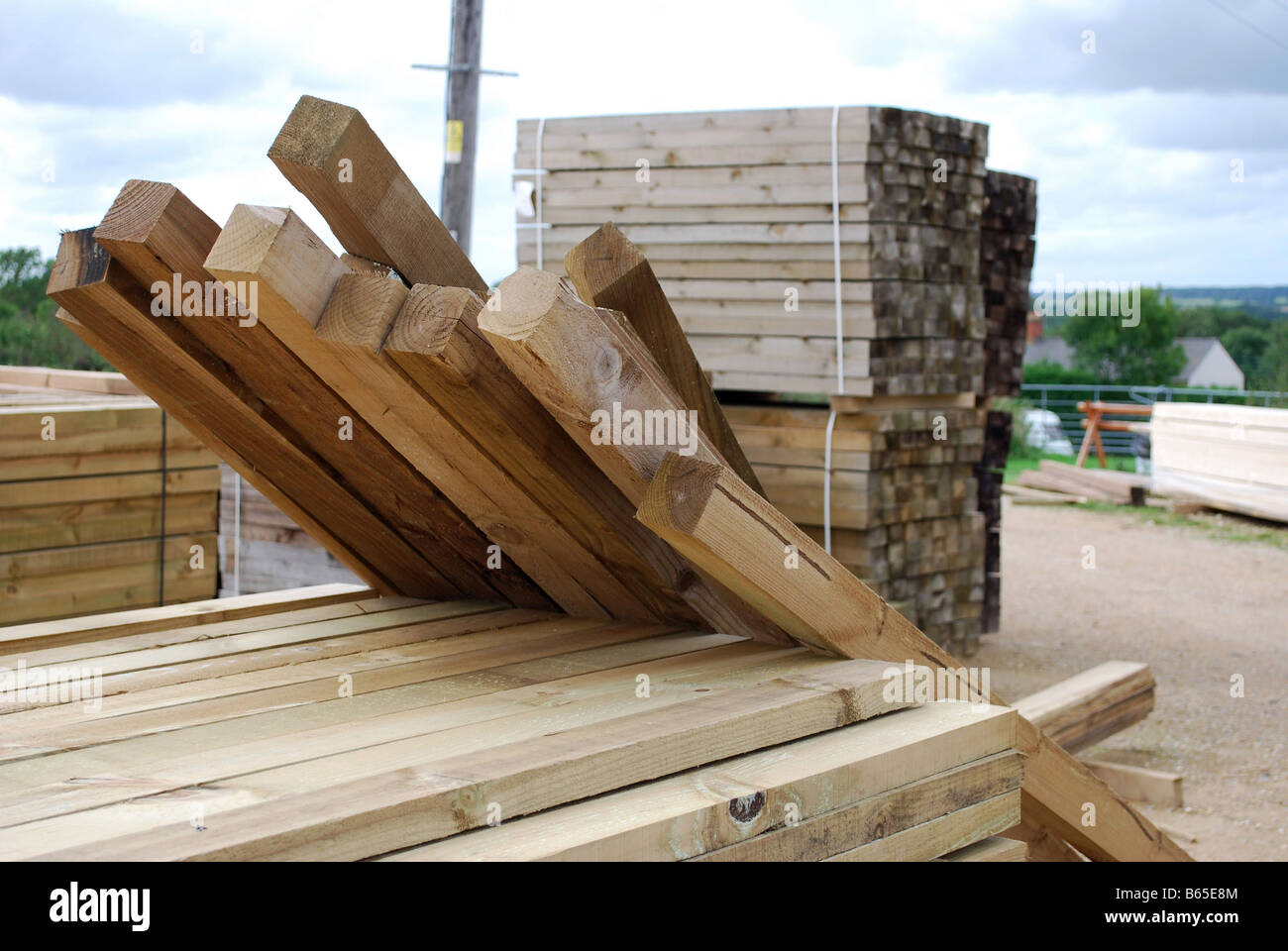 stacks of planks in a wood yard Stock Photo - Alamy